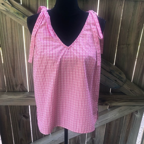 Kenar | Tops | Kenar Red Gingham Sleeveless Tank Top Ties On The ...